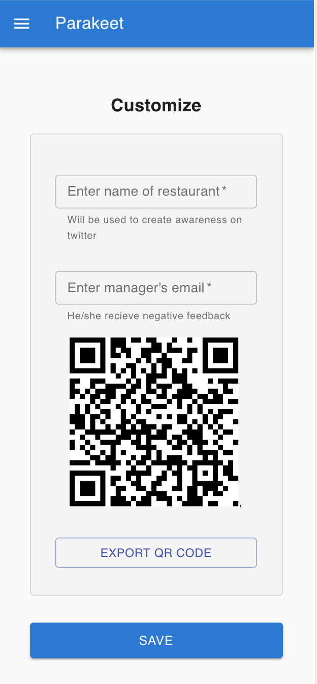 GitHub - toshvelaga/parakeet: Restaurant and SMB feedback app. Scan a QR code at a restaurant to ...